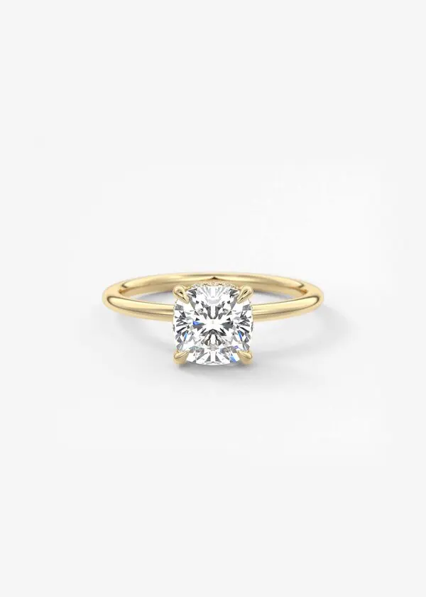 FRANK DARLING Hidden Halo Cushion Cut Engagement Ring - Yellow Gold