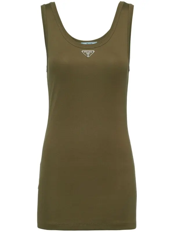 Prada Triangle-logo Ribbed-knit Tank Top