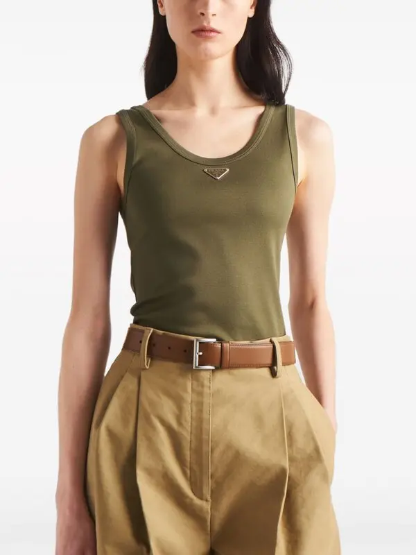 Prada Triangle-logo Ribbed-knit Tank Top