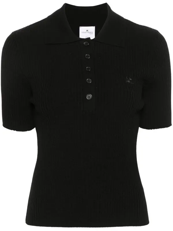 COURREGES Iconic Rib-knit Polo Shirt