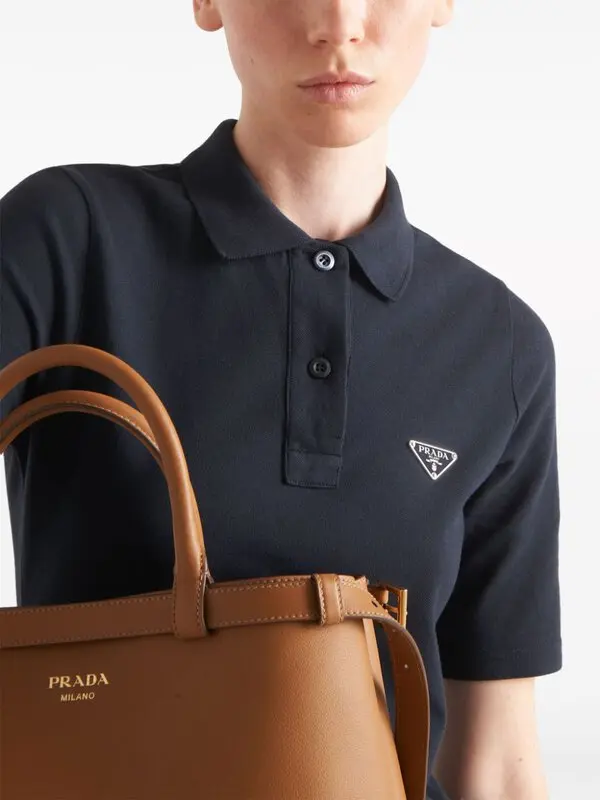 Prada Triangle-Logo Cotton Polo Minidress - Blue | Editorialist