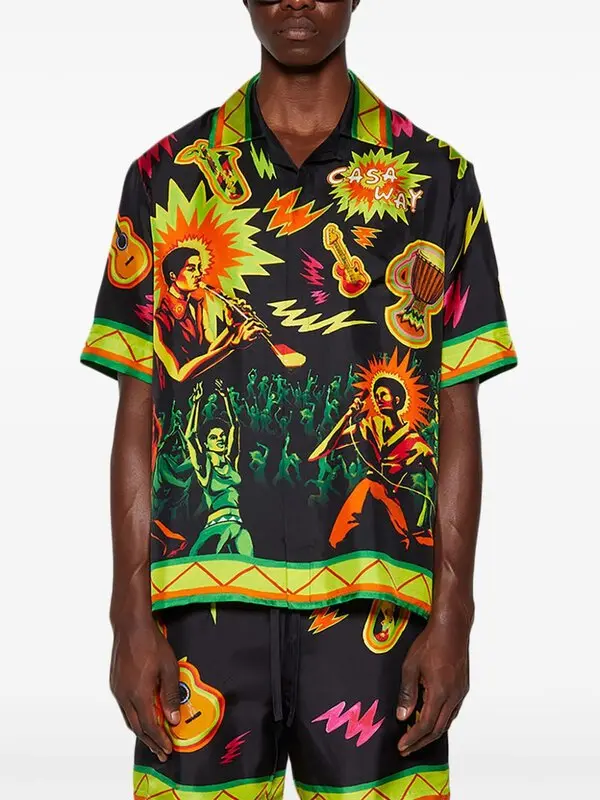 Casablanca Graphic-print Silk Shirt