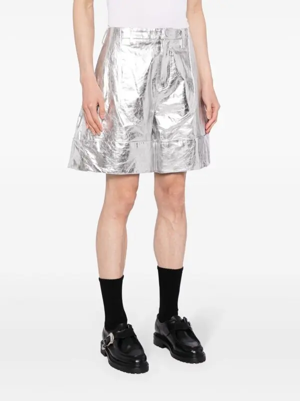 Simone Rocha Crinkled A-line Leather Shorts