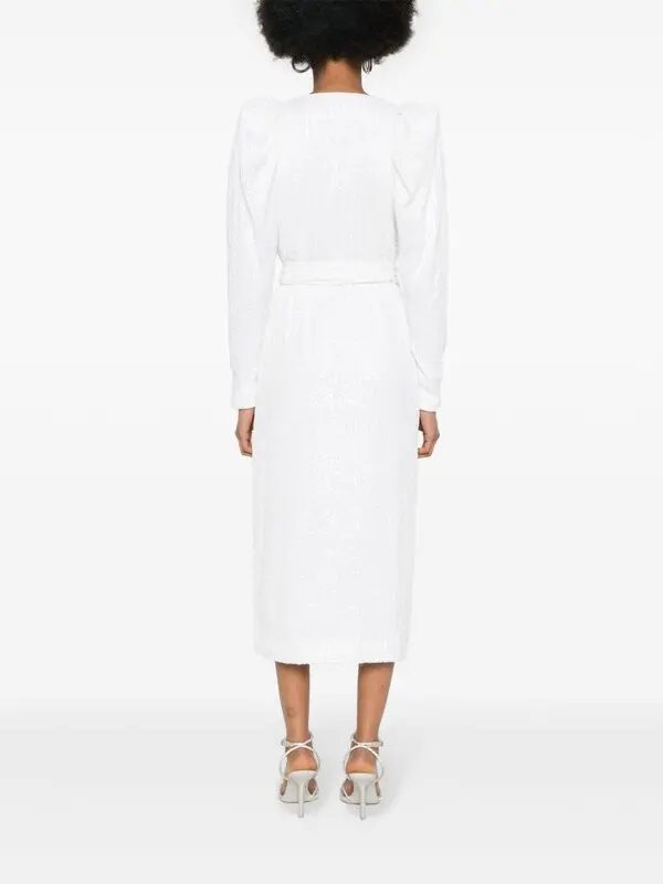 ROTATE BY BIRGER CHRISTENSEN Sequined Midi Wrap Dress - Neutrals