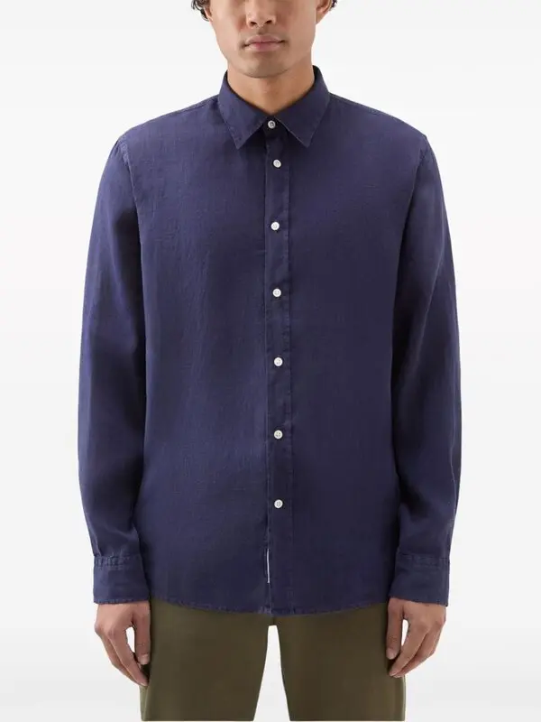 Woolrich Point-collar Linen Shirt