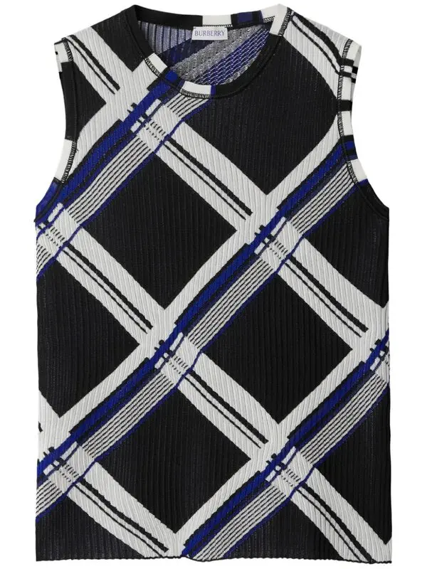 Burberry Checked Knitted Vest - Black