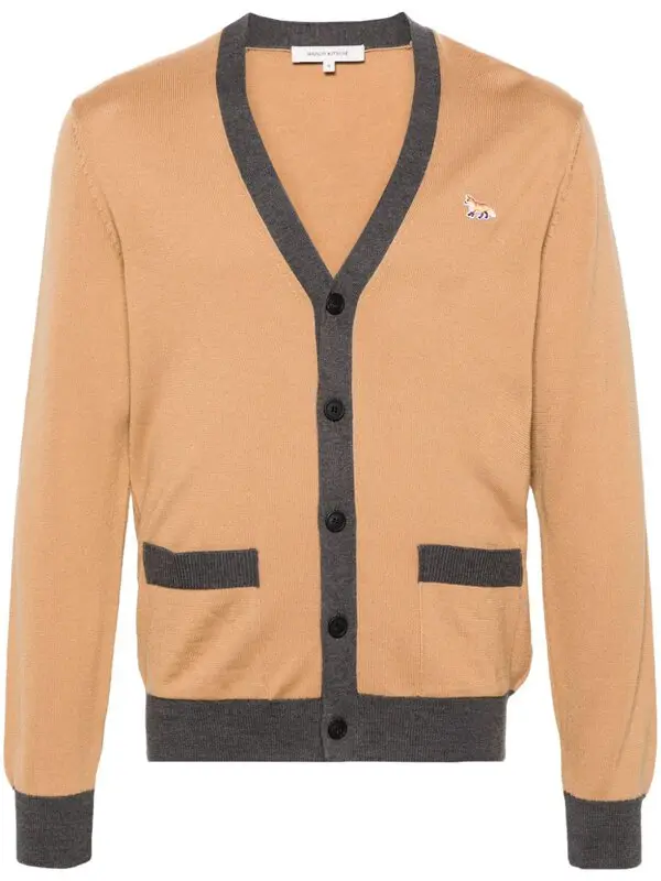 Maison Kitsuné Baby Fox-patch Wool Cardigan - Neutrals