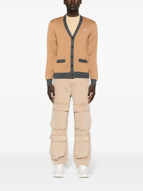 Maison Kitsuné Baby Fox-patch Wool Cardigan - Neutrals