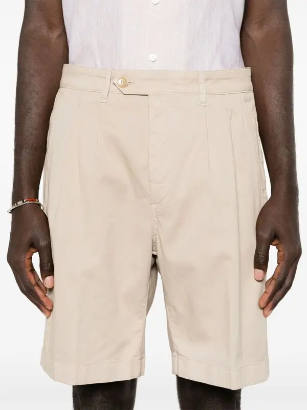 Canali Mid-rise Chino Shorts - Neutrals
