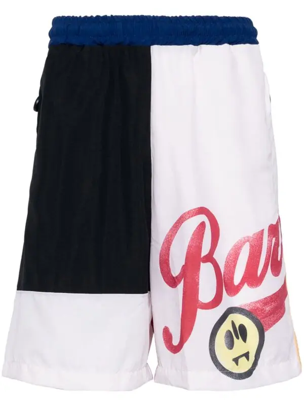 BARROW Panelled Color-block Track Shorts - White