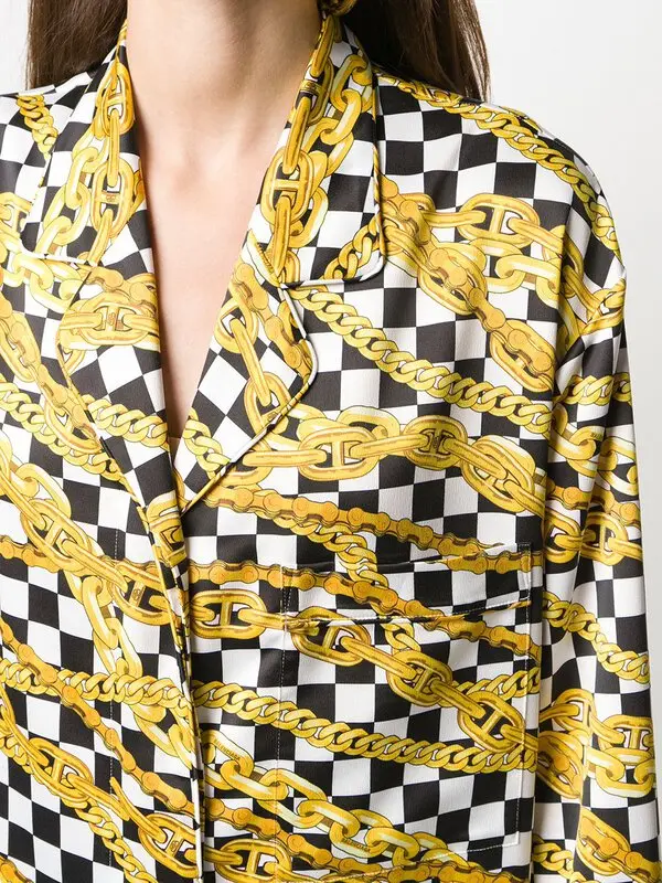 Balenciaga Chain-print Checkerboard Coat