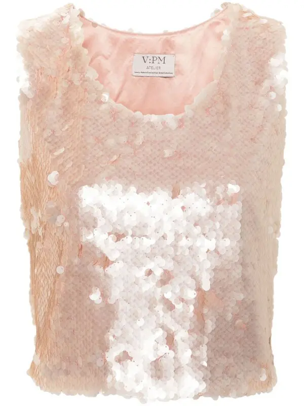 V:PM ATELIER Citrus Sequin Top - Neutrals