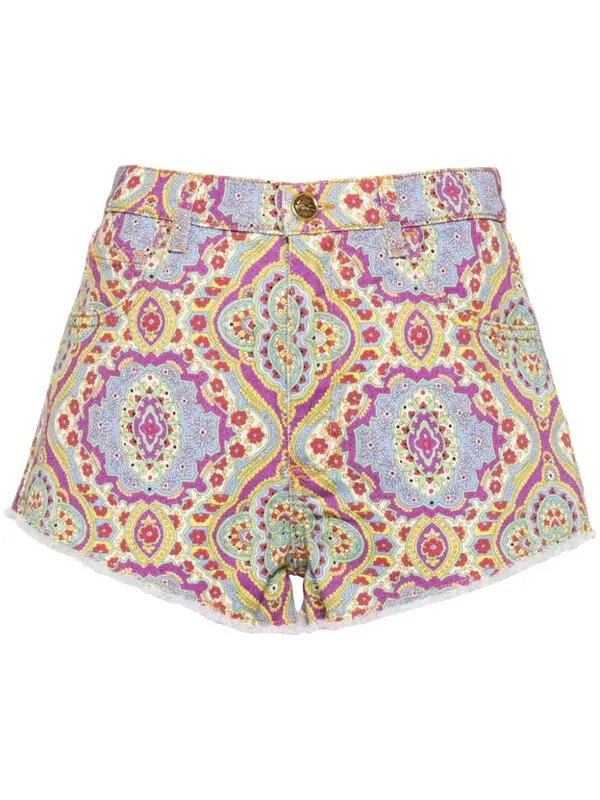 Etro Floral-print Denim Shorts