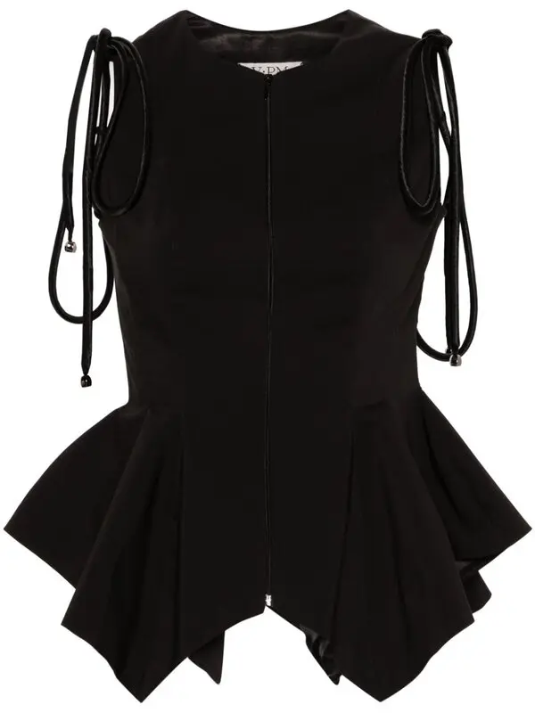 V:PM ATELIER Koa Strap-detail Peplum Top - Black