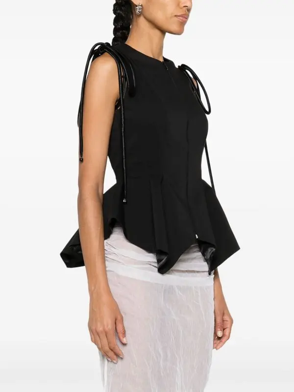 V:PM ATELIER Koa Strap-detail Peplum Top - Black