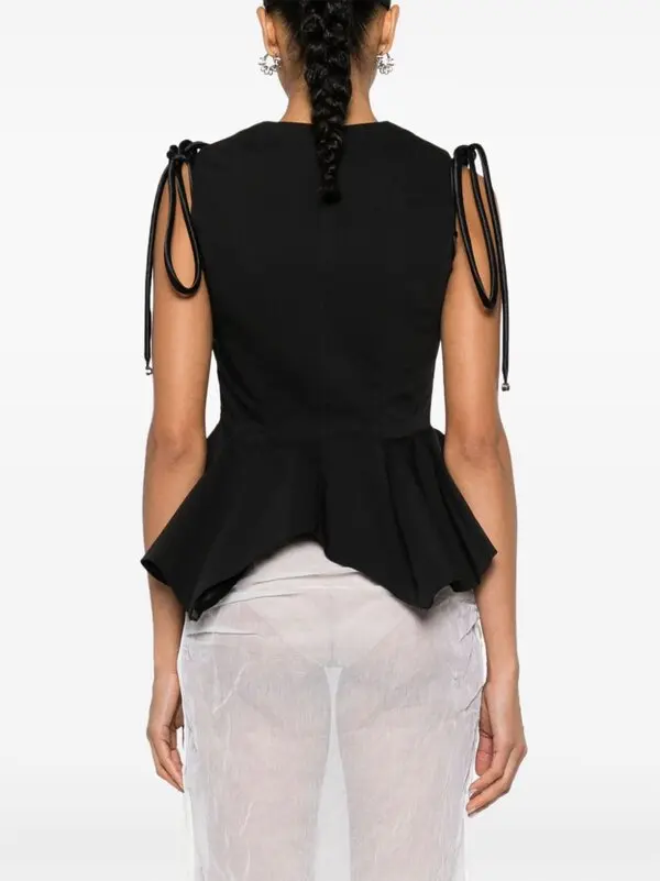 V:PM ATELIER Koa Strap-detail Peplum Top - Black
