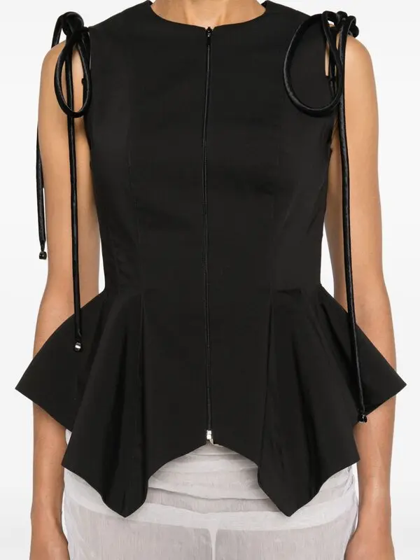 V:PM ATELIER Koa Strap-detail Peplum Top - Black