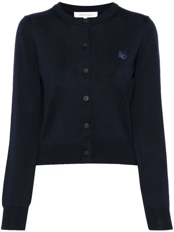 Maison Kitsuné Logo-appliqué Wool Cardigan