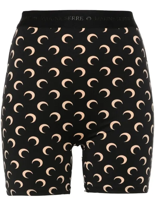 MARINE SERRE Moon Print High-waisted Shorts - Black