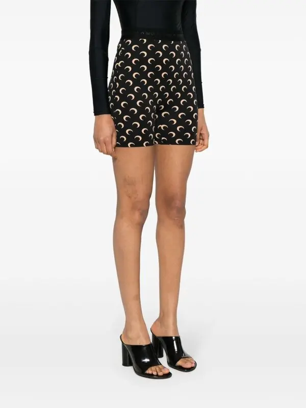 MARINE SERRE Moon Print High-waisted Shorts - Black
