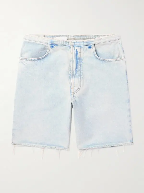 Givenchy Straight-leg Distressed Denim Bermuda Shorts - Blue