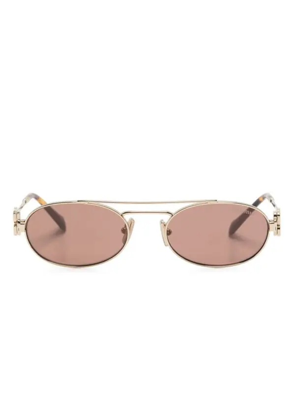 Miu Miu Oval-frame Sunglasses - Gold