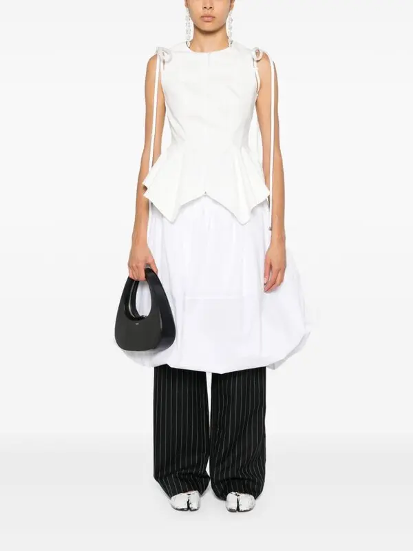 V:PM ATELIER Strap-detail Peplum Top - White