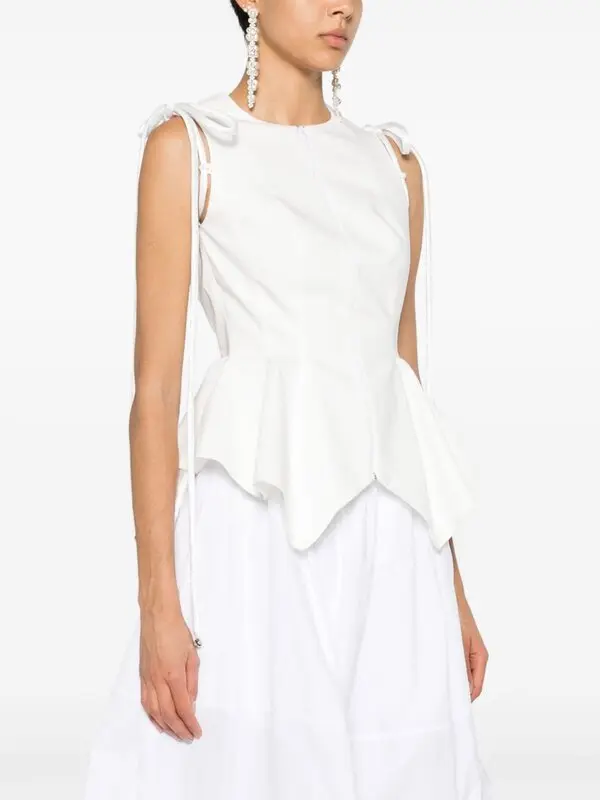 V:PM ATELIER Strap-detail Peplum Top - White
