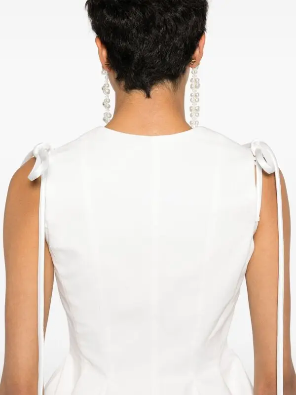 V:PM ATELIER Strap-detail Peplum Top - White