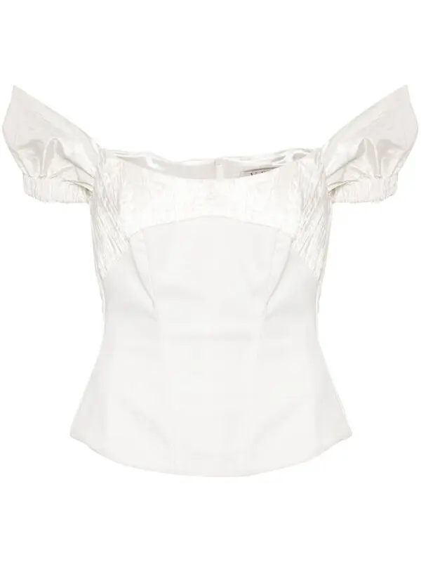 V:PM ATELIER Paloma Off-shoulder Corset Top - White