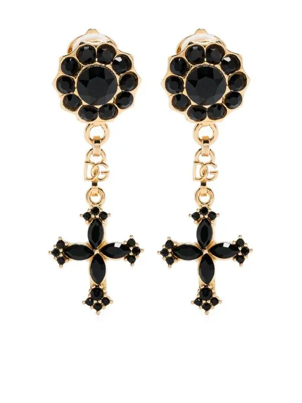 Dolce & Gabbana Cross-charm Clip-on Drop Earrings - Gold