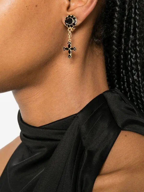 Dolce & Gabbana Cross-charm Clip-on Drop Earrings
