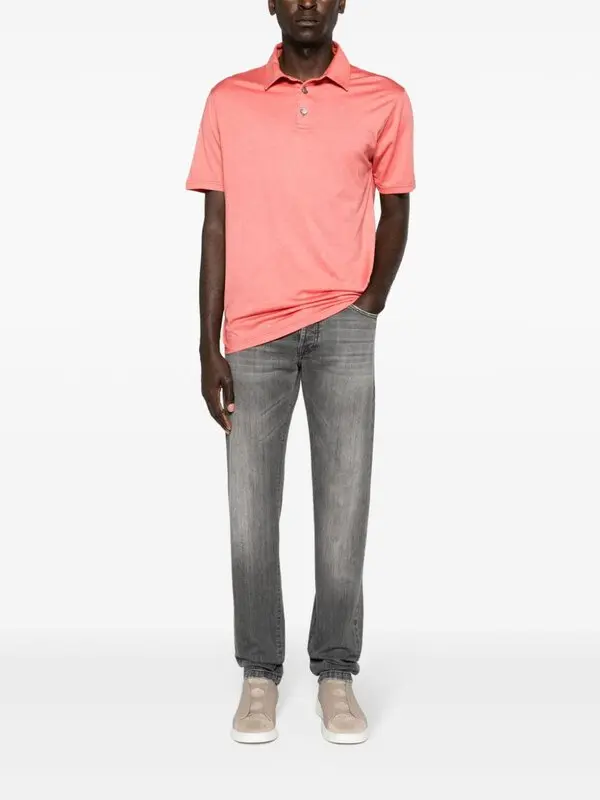 Kiton Mélange Jersey Polo Shirt - Red