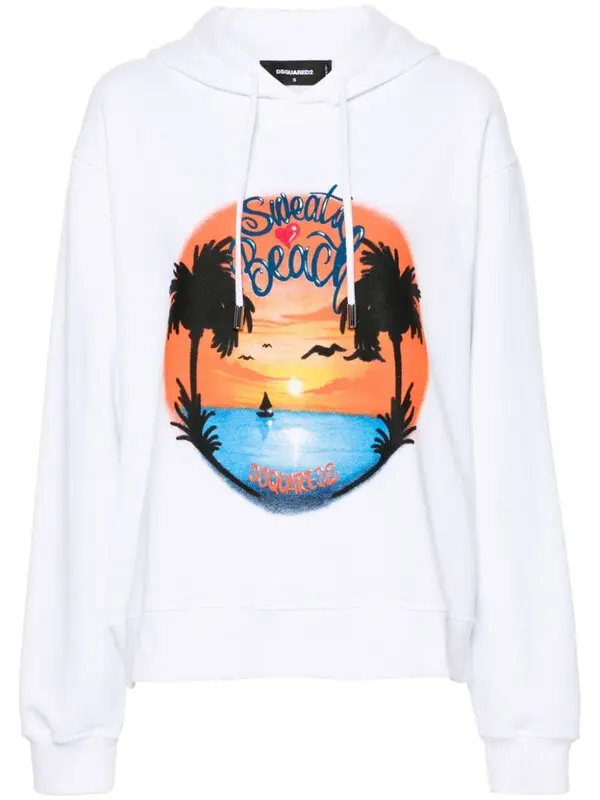 Dsquared2 Cool Fit Graphic-print Hoodie - White