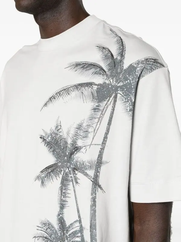 Emporio Armani Palm Tree-print Cotton T-shirt