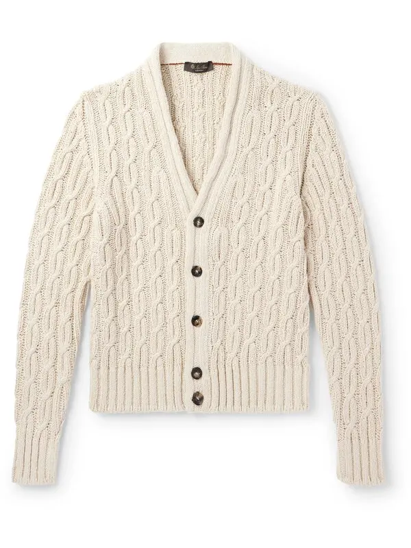 Loro Piana Slim-fit Cable-knit Cotton Cardigan