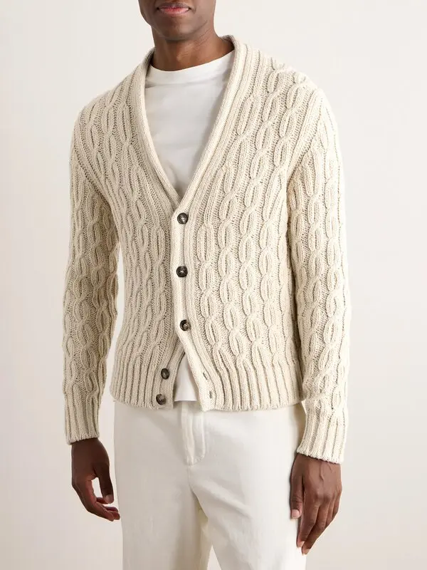 Loro Piana Slim-fit Cable-knit Cotton Cardigan