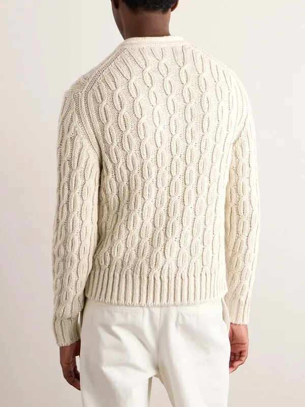 Loro Piana Slim-fit Cable-knit Cotton Cardigan