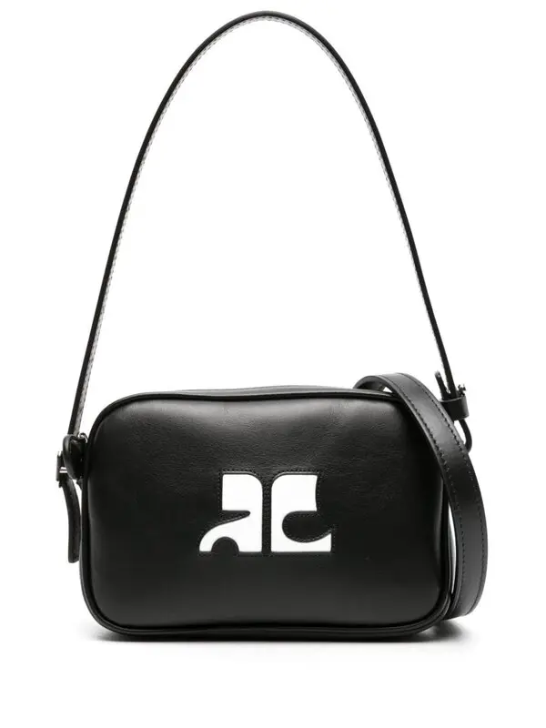 COURREGES Logo-appliqué Leather Shoulder Bag