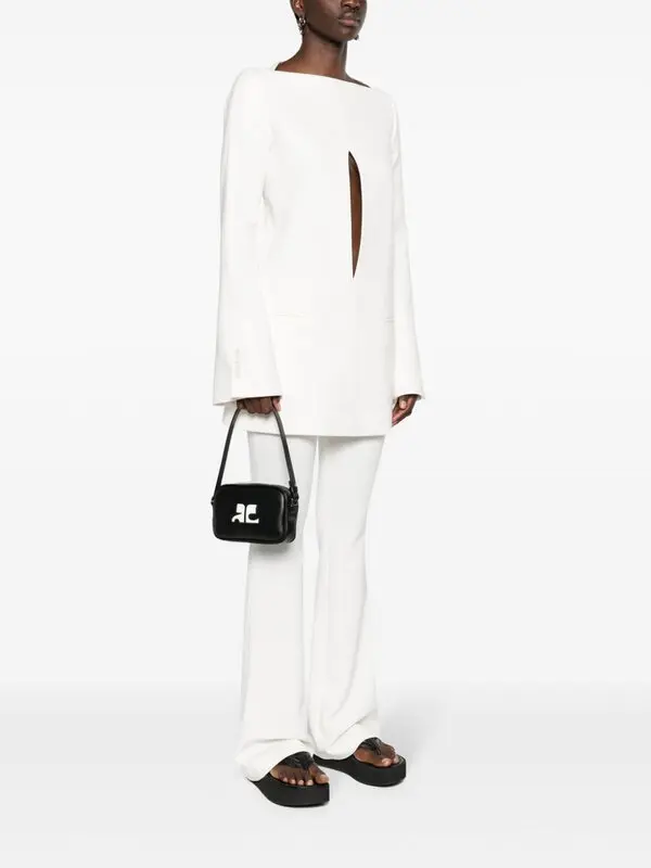 COURREGES Logo-appliqué Leather Shoulder Bag