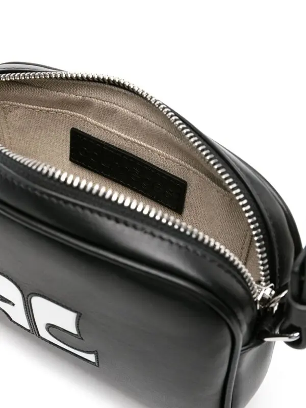 COURREGES Logo-appliqué Leather Shoulder Bag