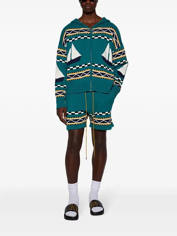 Rhude Bateau Intarsia-knit Shorts - Green