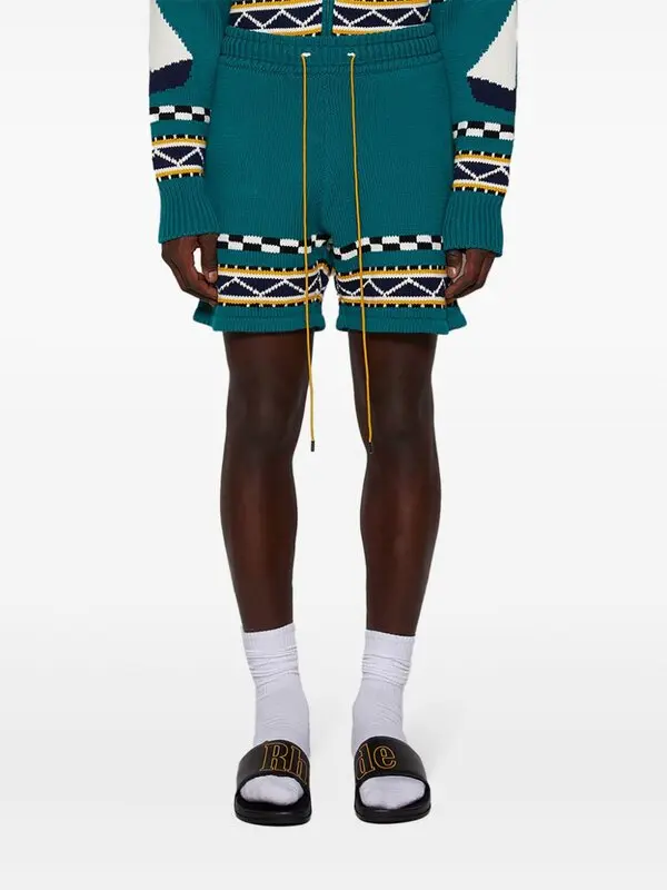 Rhude Bateau Intarsia-knit Shorts - Green