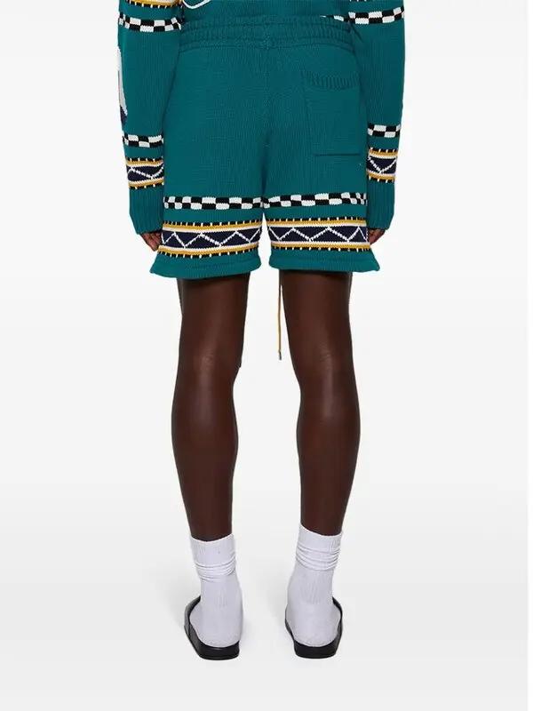 Rhude Bateau Intarsia-knit Shorts - Green