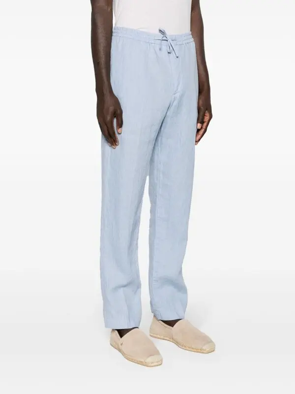 Canali Mid-rise Tapered Linen Trousers