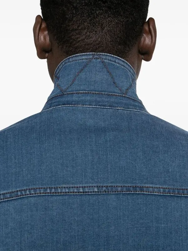 Canali Classic-collar Denim Jacket