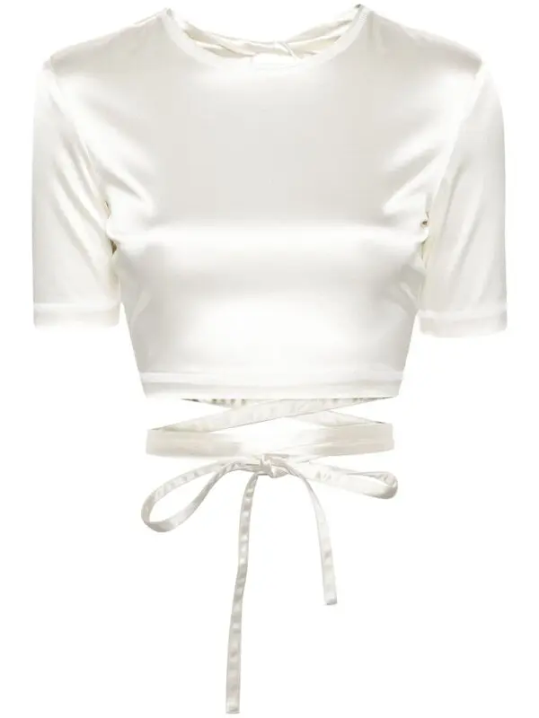 Patou Open-back Satin T-shirt - White