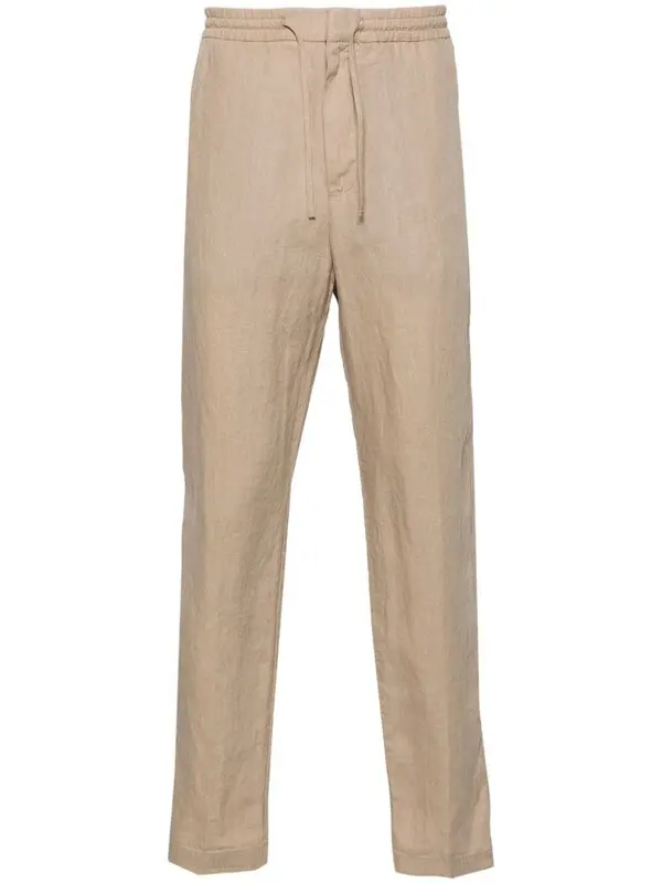Canali Mid-rise Tapered Linen Trousers
