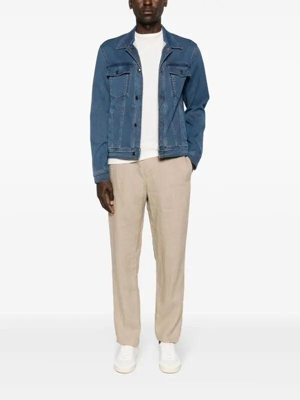 Canali Mid-rise Tapered Linen Trousers