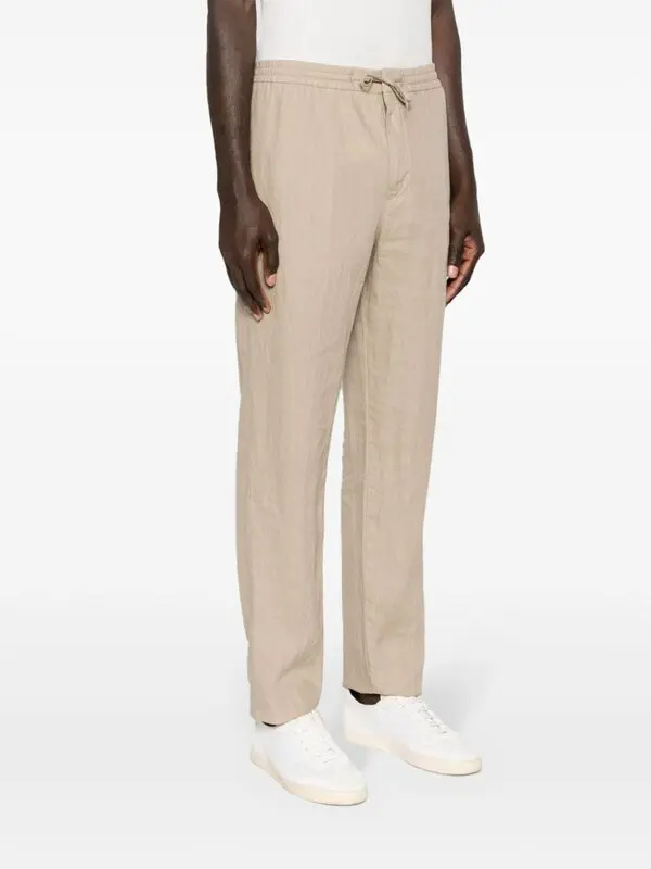 Canali Mid-rise Tapered Linen Trousers